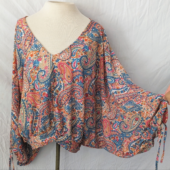 Umgee | Tops | Umgee Boho Batwing Tie Wrist Blouse | Poshmark